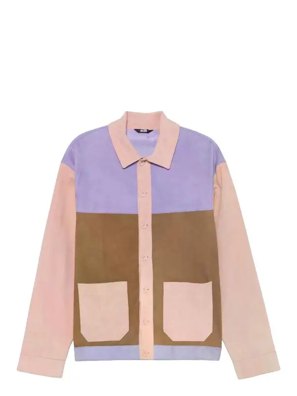Gcds Colour Block Suede Shirt Jacket - Purple