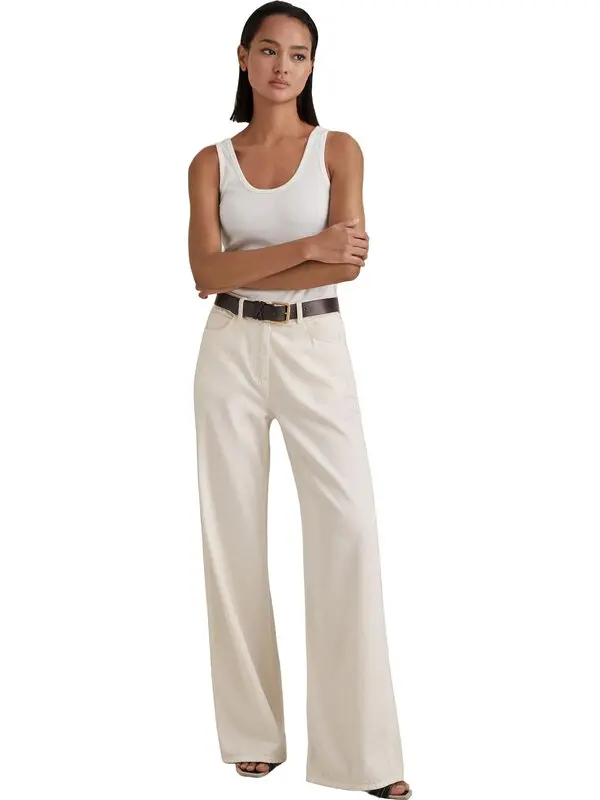 REISS Colorado Garment Dyed Trousers - Cream