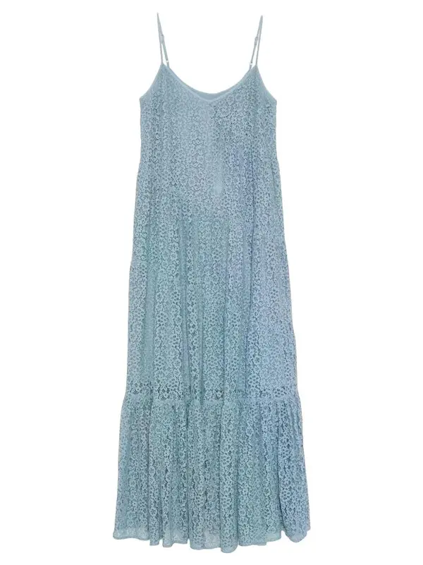 Michael Kors Floral Lace Tiered Slip Dress - Blue