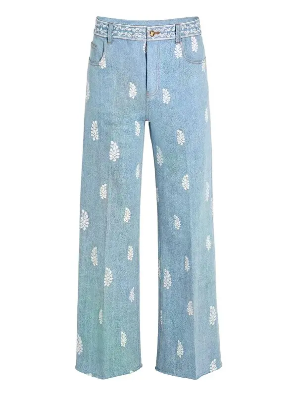 Giambattista Valli Floral-embroidered Jeans - Blue