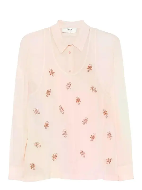 Fendi Embroidered Georgette Shirt - Pink