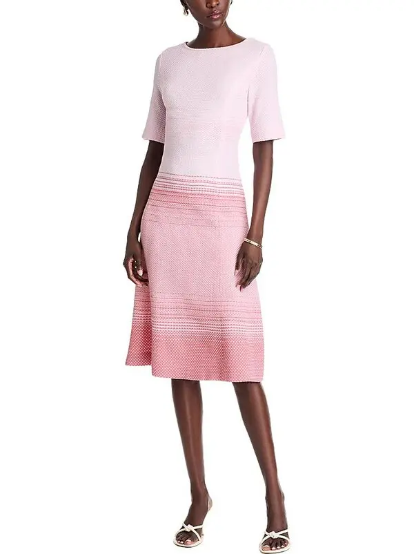 Misook A-line Ombre Midi Dress - Soft Blush/honey Suckle