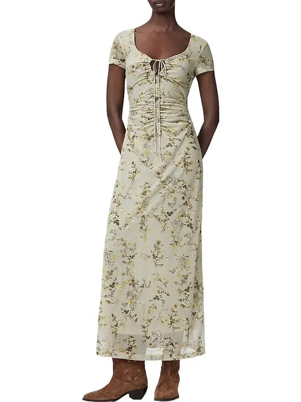 ALLSAINTS Gabby Floral Mesh Maxi Dress - Carmel Stem Green
