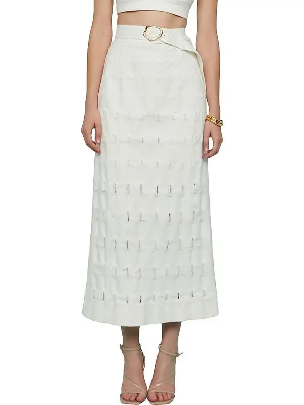 AMUR Jay Textured Twill Midi Skirt - Sea Salt