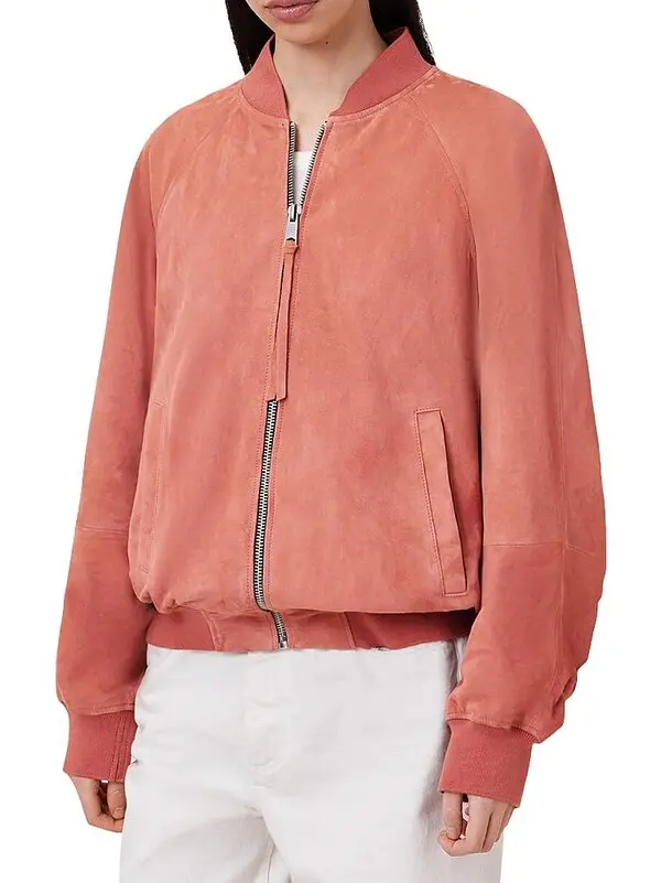 ALLSAINTS Dana Suede Bomber Jacket - Burnt Brick