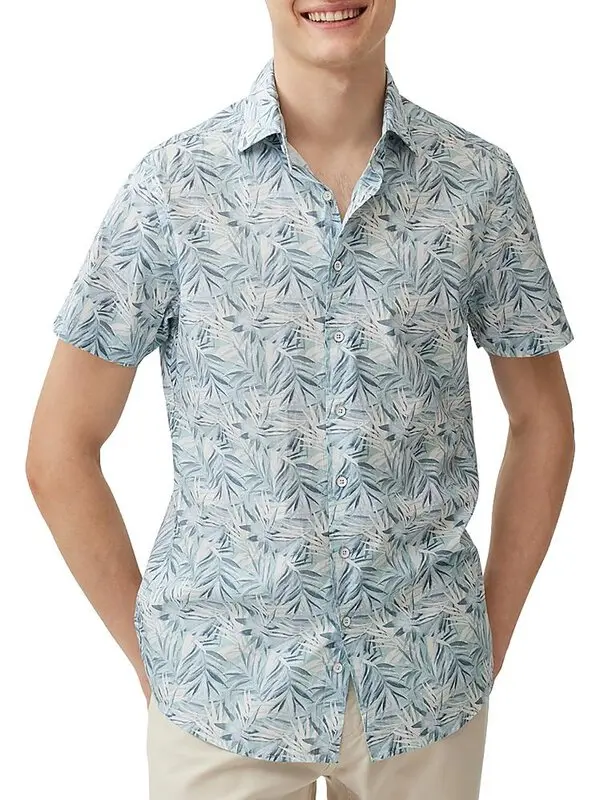 Rodd & Gunn Gale Street Palm Print Button Shirt - Sky