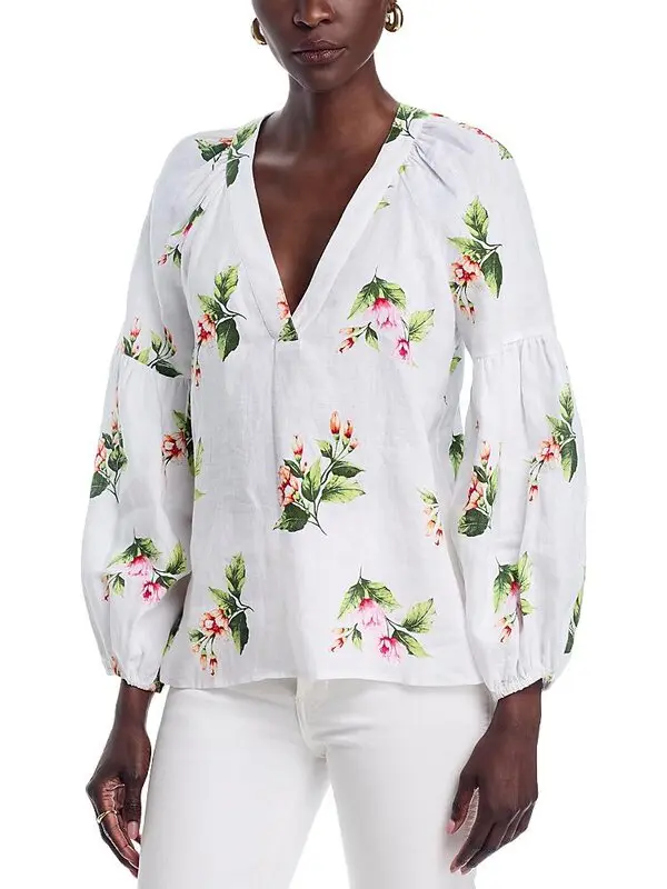 Tommy Bahama Florentina Flourish Linen Top - White