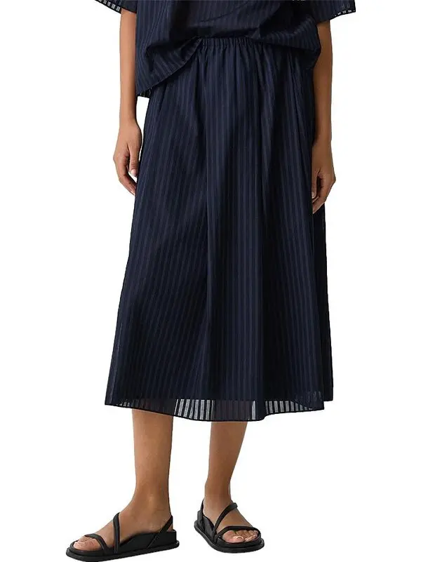 Theory Pleated Midi Skirt - Nocturnal Navy