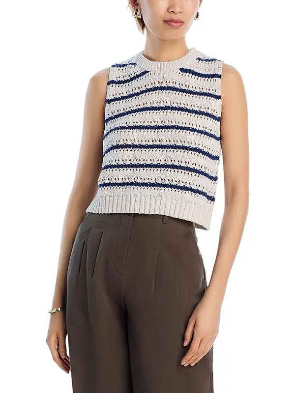 Velvet By Graham & Spencer Calista Sleeveless Sweater - Chalk/marine