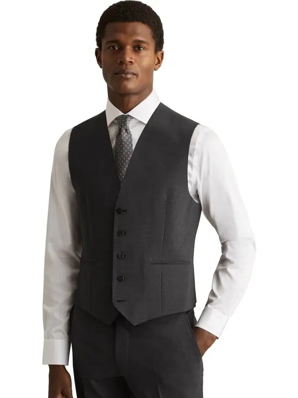 REISS Wool-blend Slim-fit Waistcoat - Grey
