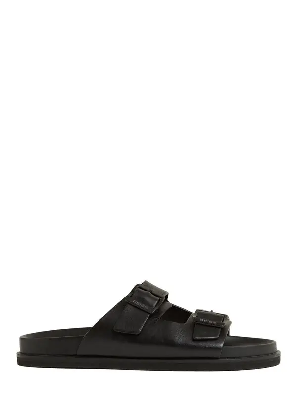 REISS Philip Leather Double-strap Sandals - Black