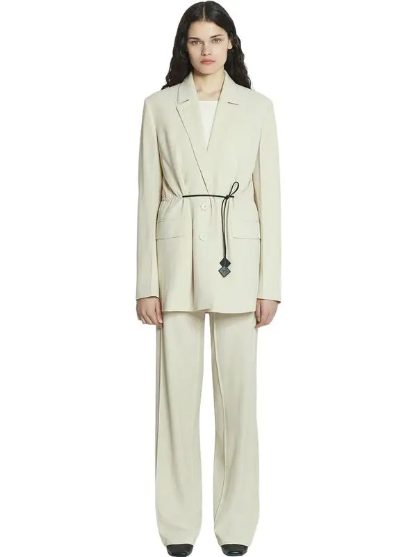 LANVIN Belted Wool-blend Jacket - Mastic