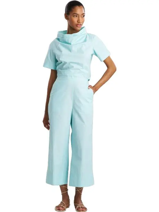 Natori Techno Poplin Cropped Pants With Embroidery - Light Blue