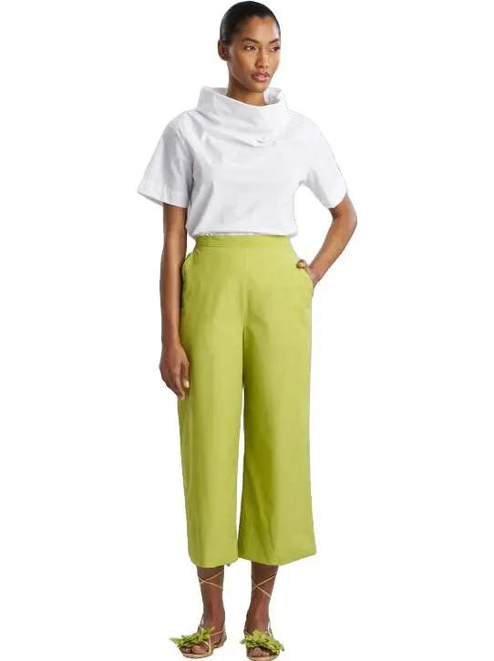 Natori Techno Poplin Cropped Pants With Embroidery - Pear