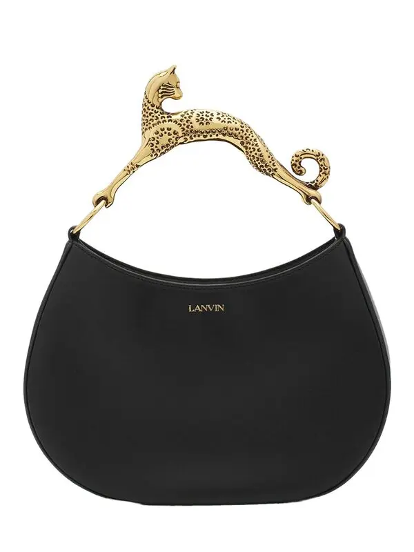LANVIN Hobo Cat Leather Bag - Black