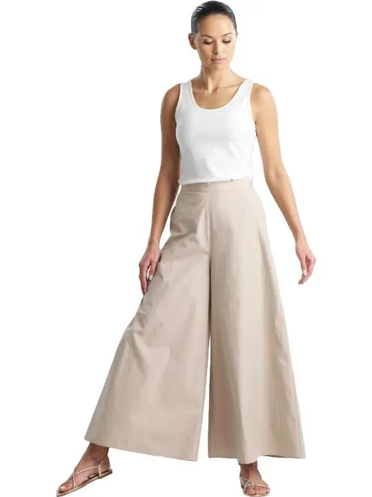 Natori Tech Cotton Taffeta Palazzo Pants - Beige