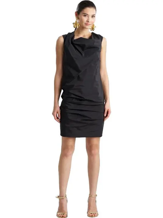 Natori Techno Poplin Asymmetrical Dress - Black