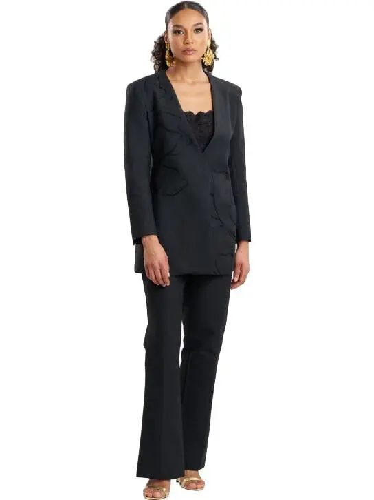 Natori Embroidered Canvas Blazer - Black