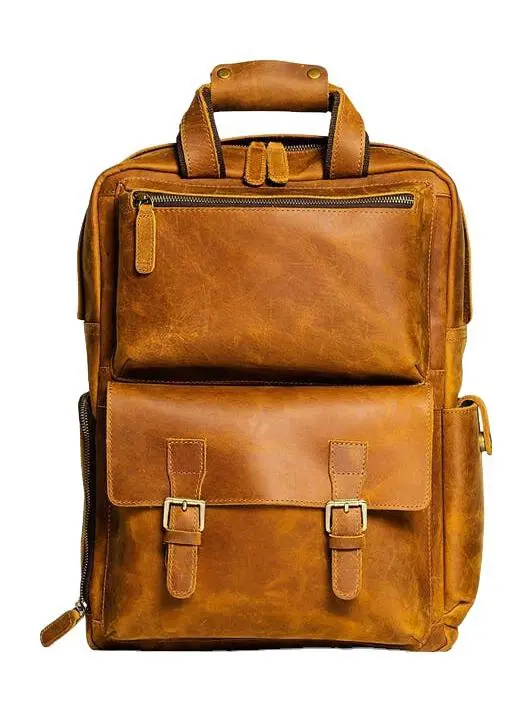 STEEL HORSE LEATHER The Mann Leather Camera Backpack - Brown