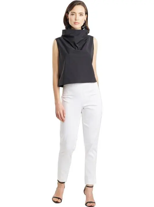 Natori Techno Poplin Crop Funnel Top - Black