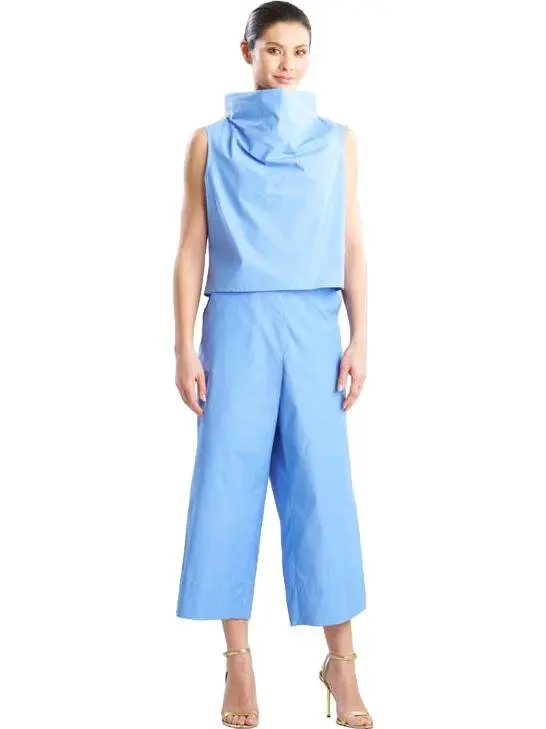Natori Techno Poplin Crop Funnel Top - Blue Iris