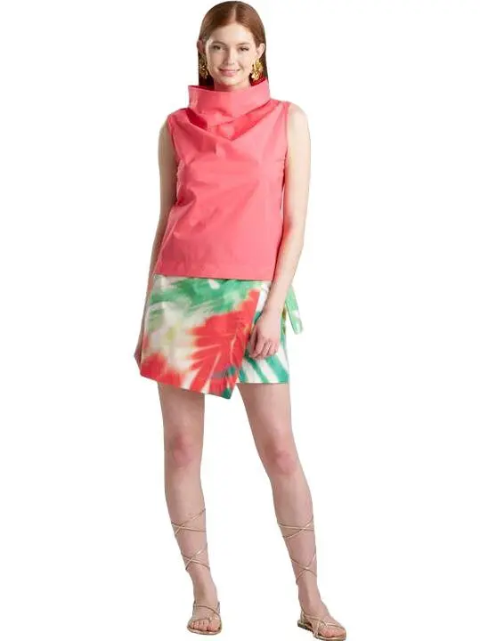 Natori Techno Poplin Crop Funnel Top - Coral