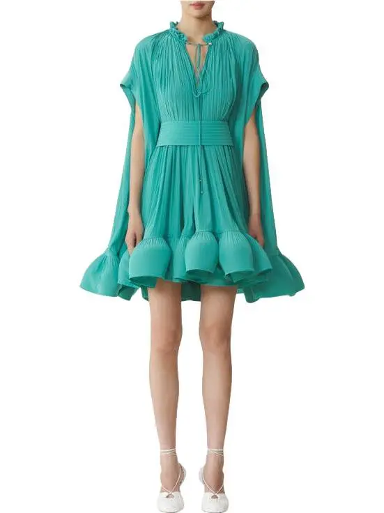 LANVIN Short Sleeve Charmeuse Mini Dress - Jade