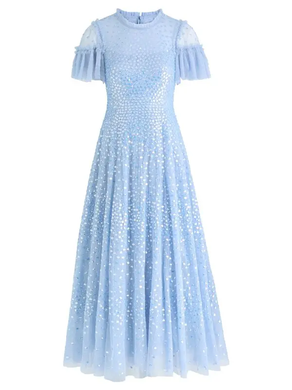 NEEDLE & THREAD Scattered Dot Sequin-embellished Tulle Gown - Blue