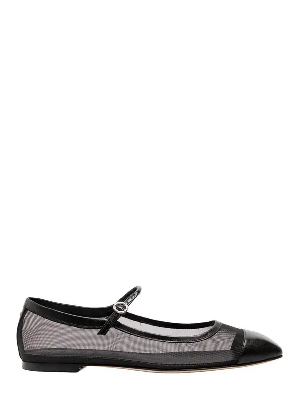 AeydĒ Uma Mesh Leather Mary Jane Flats - Black