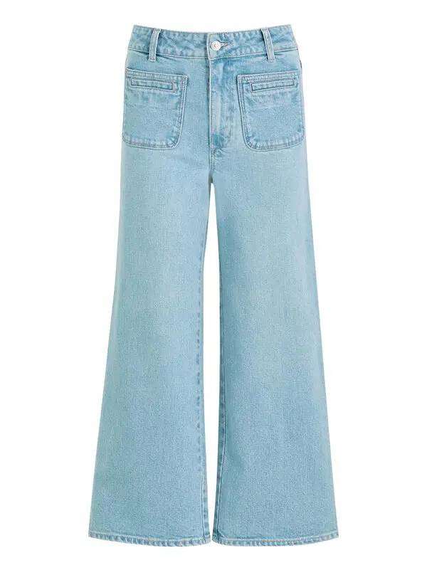 Paige Sasha Cropped Wide-leg Jeans - Light Blue