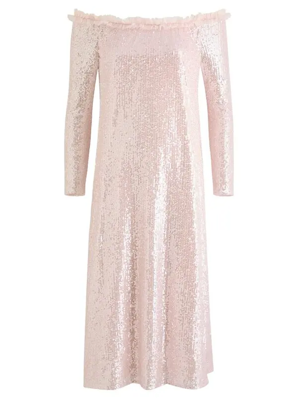 NEEDLE & THREAD Esme Sequin-embellished Tulle Midi Dress - Light Pink