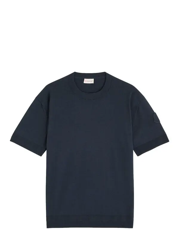 Moncler Knitted Silk-blend T-shirt - Navy