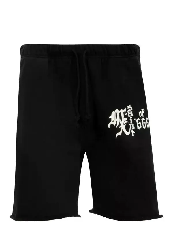 SAINT MXXXXXX Logo-print Track Shorts - Black