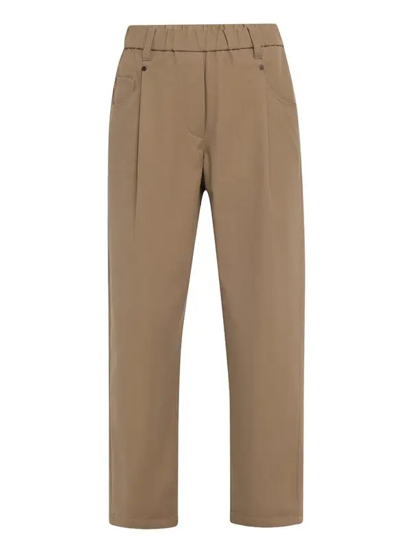 Brunello Cucinelli Cotton Twill Ankle Pants - Fango