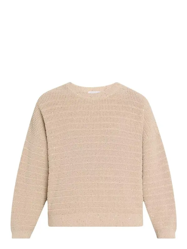 Brunello Cucinelli Sequined English Rib Sweater - Camel