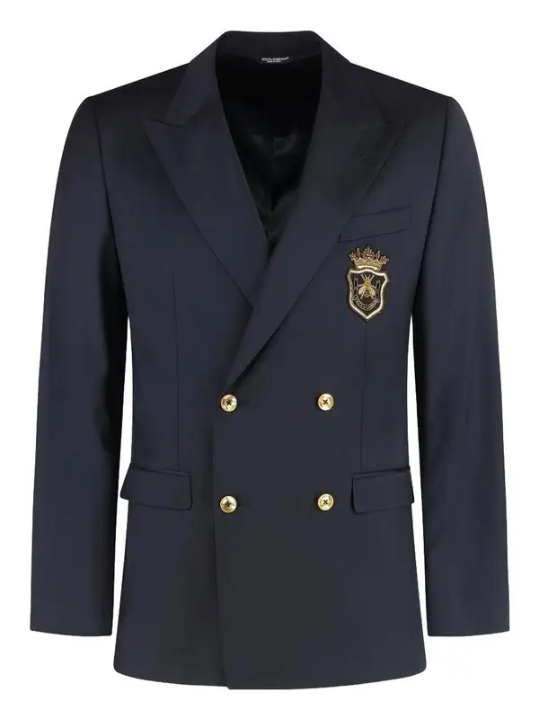 Dolce & Gabbana Double-breasted Virgin Wool Jacket - Blue
