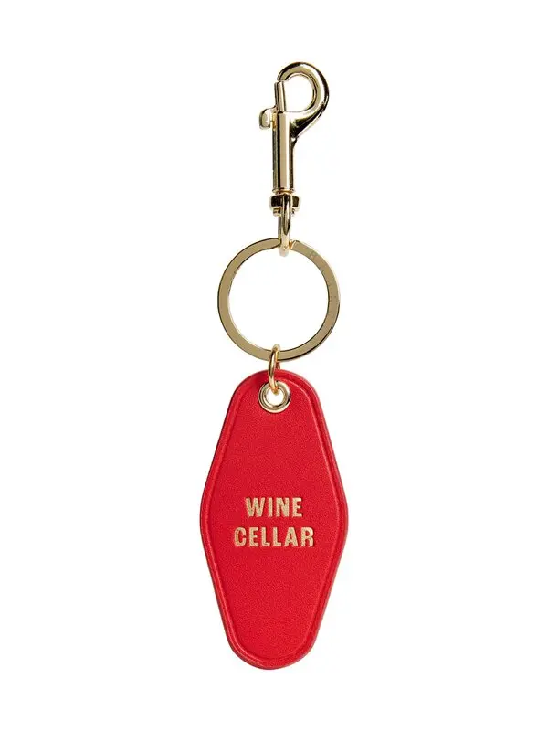 Harrods Leather Wine Cellar Keyring - Burgundy