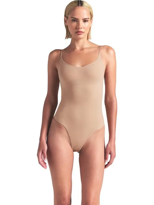 SKIMS Sheer Seamless Thong Bodysuit - Clay