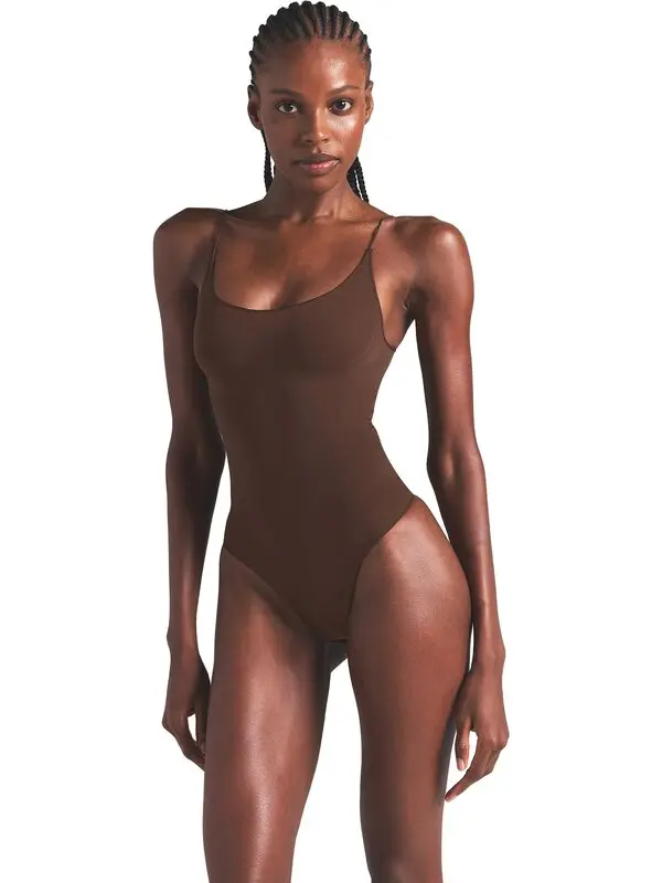 SKIMS Sheer Seamless Thong Bodysuit - Cocoa