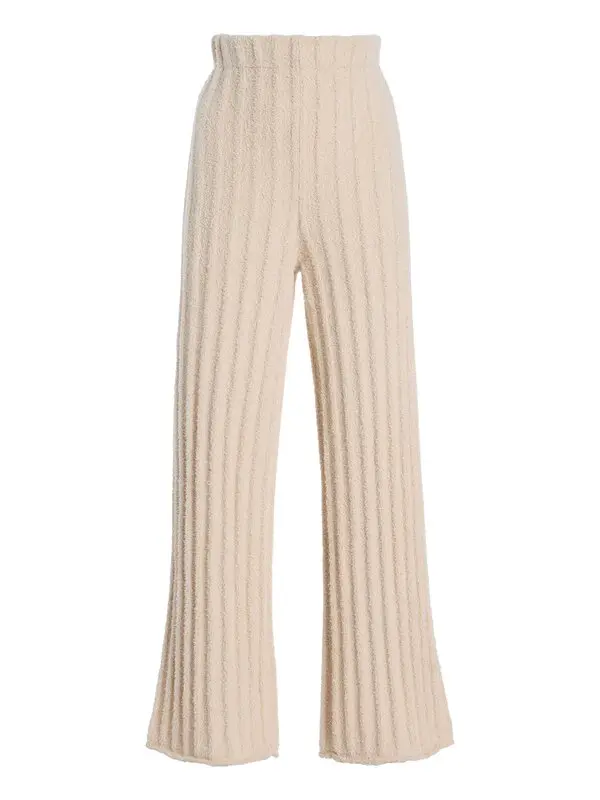 ZULU & ZEPHYR Textured-knit Cotton-blend Pants - Ivory