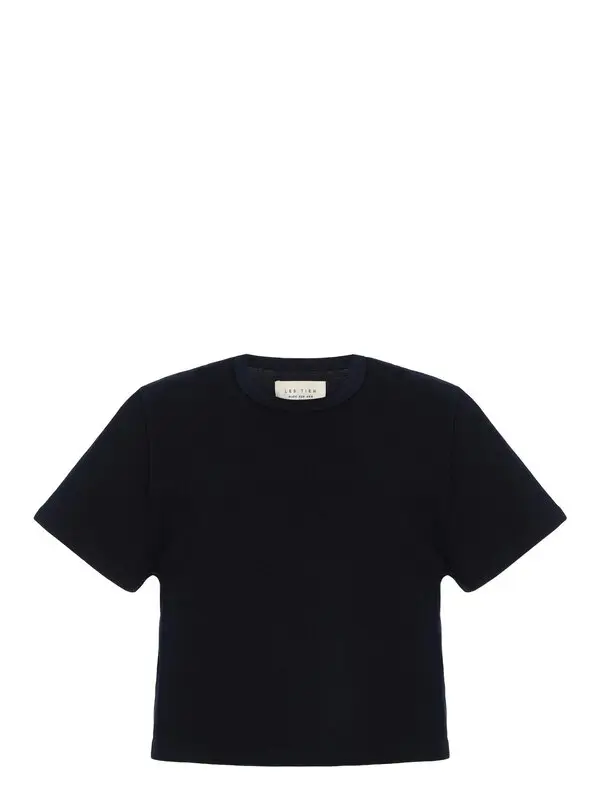 LES TIEN Daria Cropped T-shirt - Navy