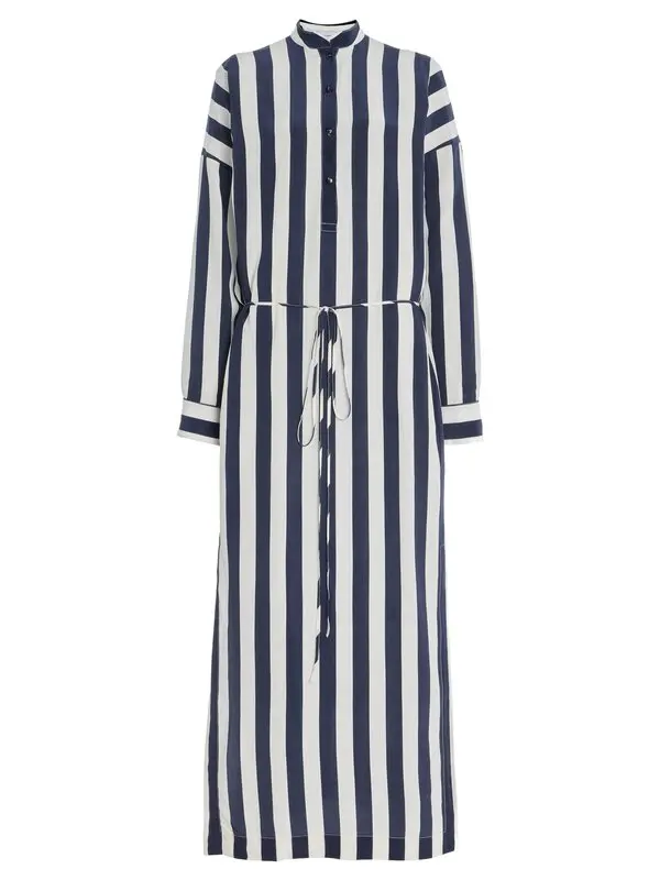 Bondi Born Orta D Silk Crepe De Chine Maxi Shirt Dress - Stripe