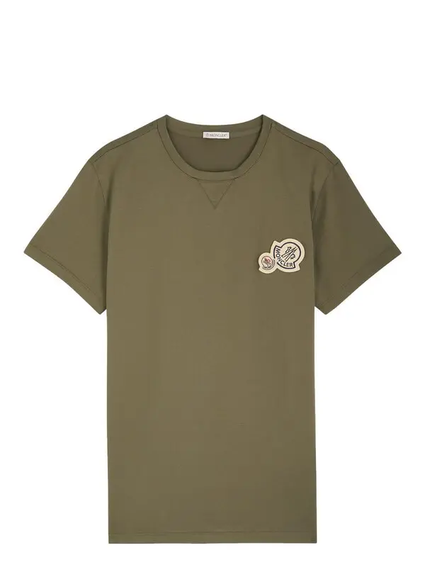 Moncler Logo Cotton T-shirt - Khaki