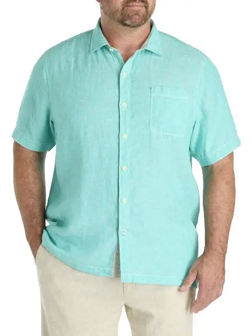 Tommy Bahama Big & Tall Breezer Linen Sport Shirt - Teal