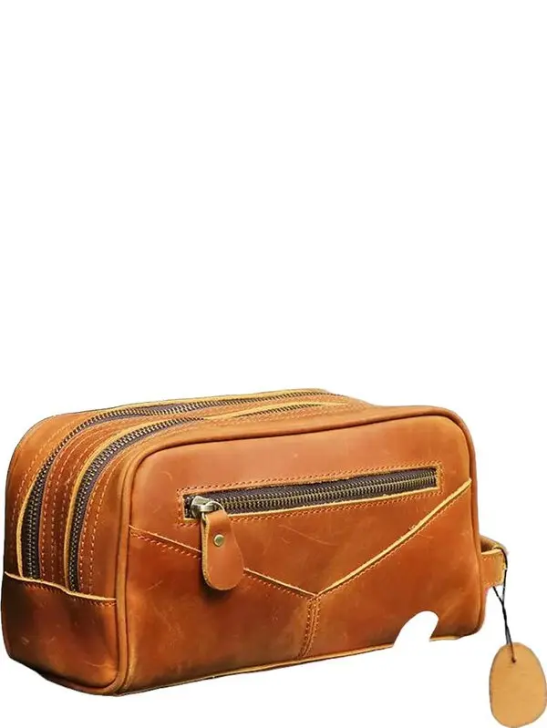 STEEL HORSE LEATHER Nomad Toiletry Bag - Brown