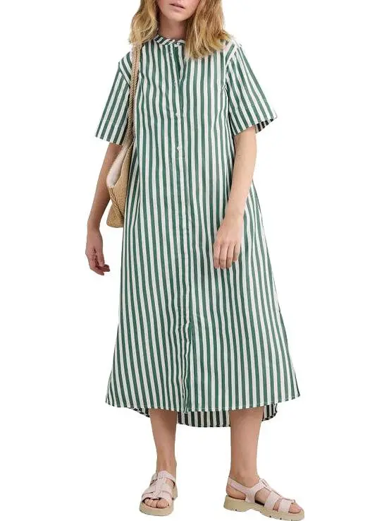 SEASALT CORNWALL Harbour Movement Organic Cotton Shirt Dress - Mini Scallion Dark Forage