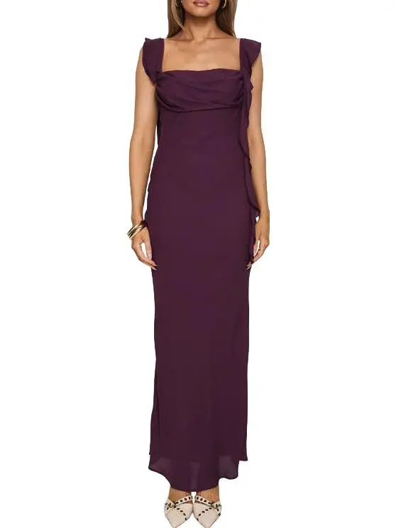 Princess Polly Lanai Ruffle Sleeveless Maxi Dress - Plum