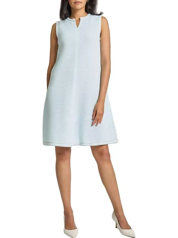Misook A-line Knit Dress - Aquatic/ White