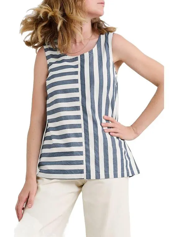 SEASALT CORNWALL Striped Sleeveless Organic Cotton Top - Scallion Stripe Yacht