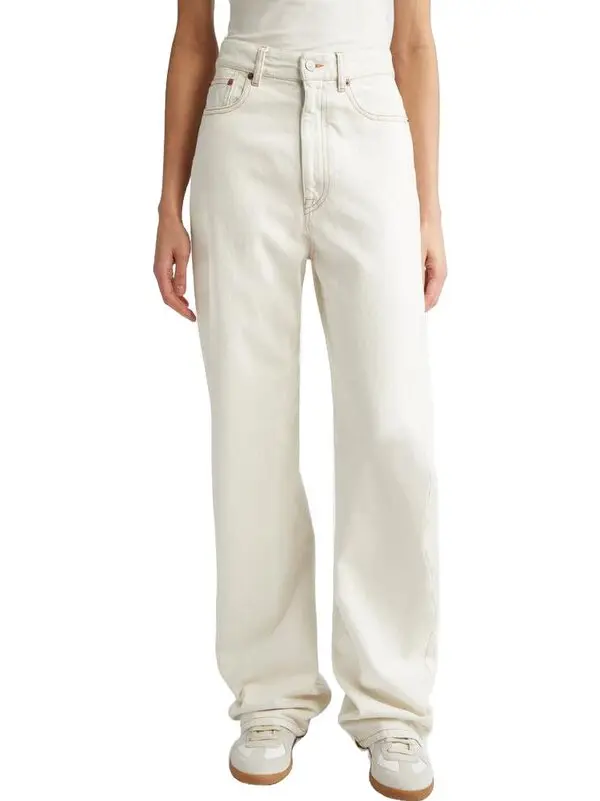 MAISON MARGIELA Contrast Stitch Wide Leg Jeans - Off White